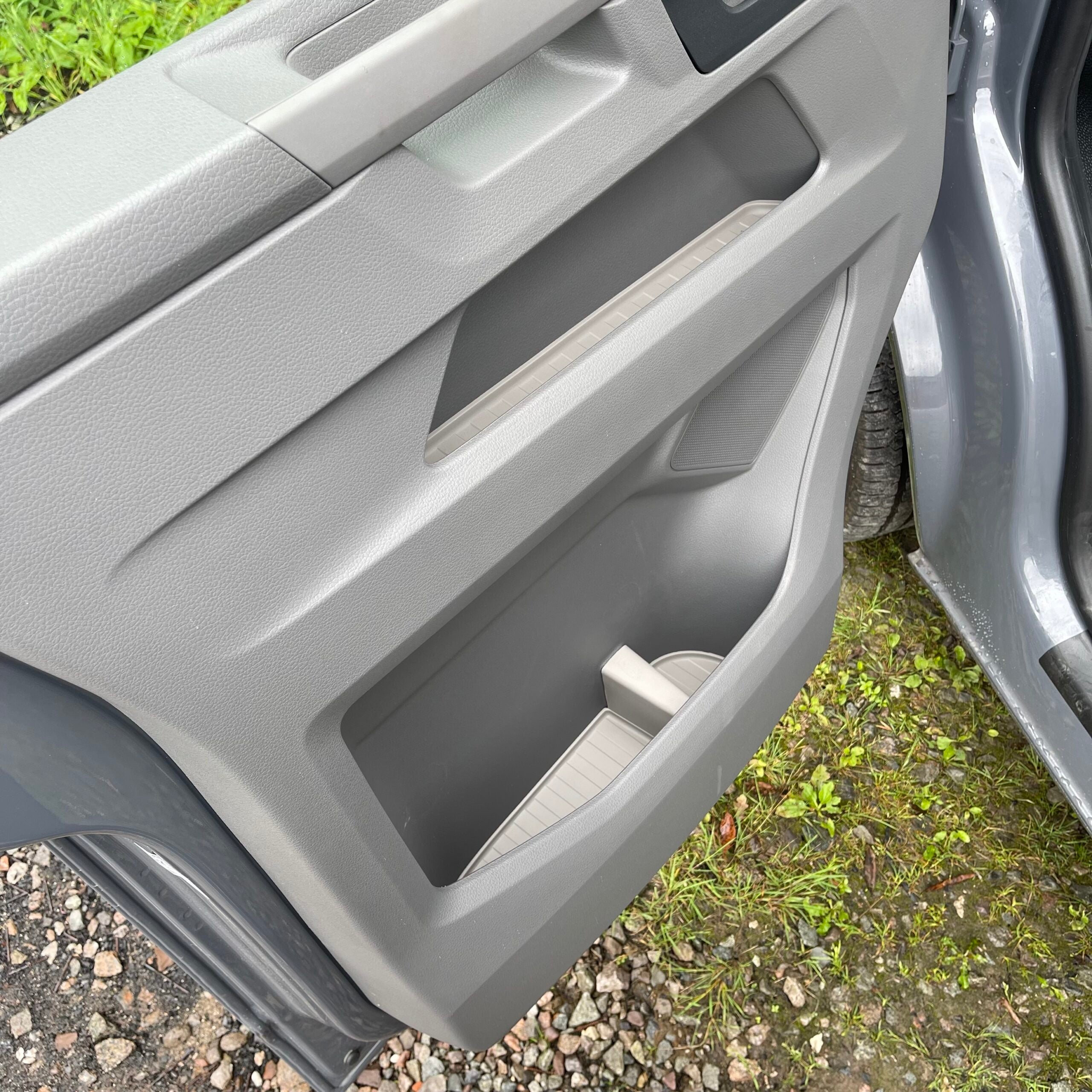 VW T6.1 Transporter Rubber Door Liner Pocket Inserts Grey Campervan Co ...