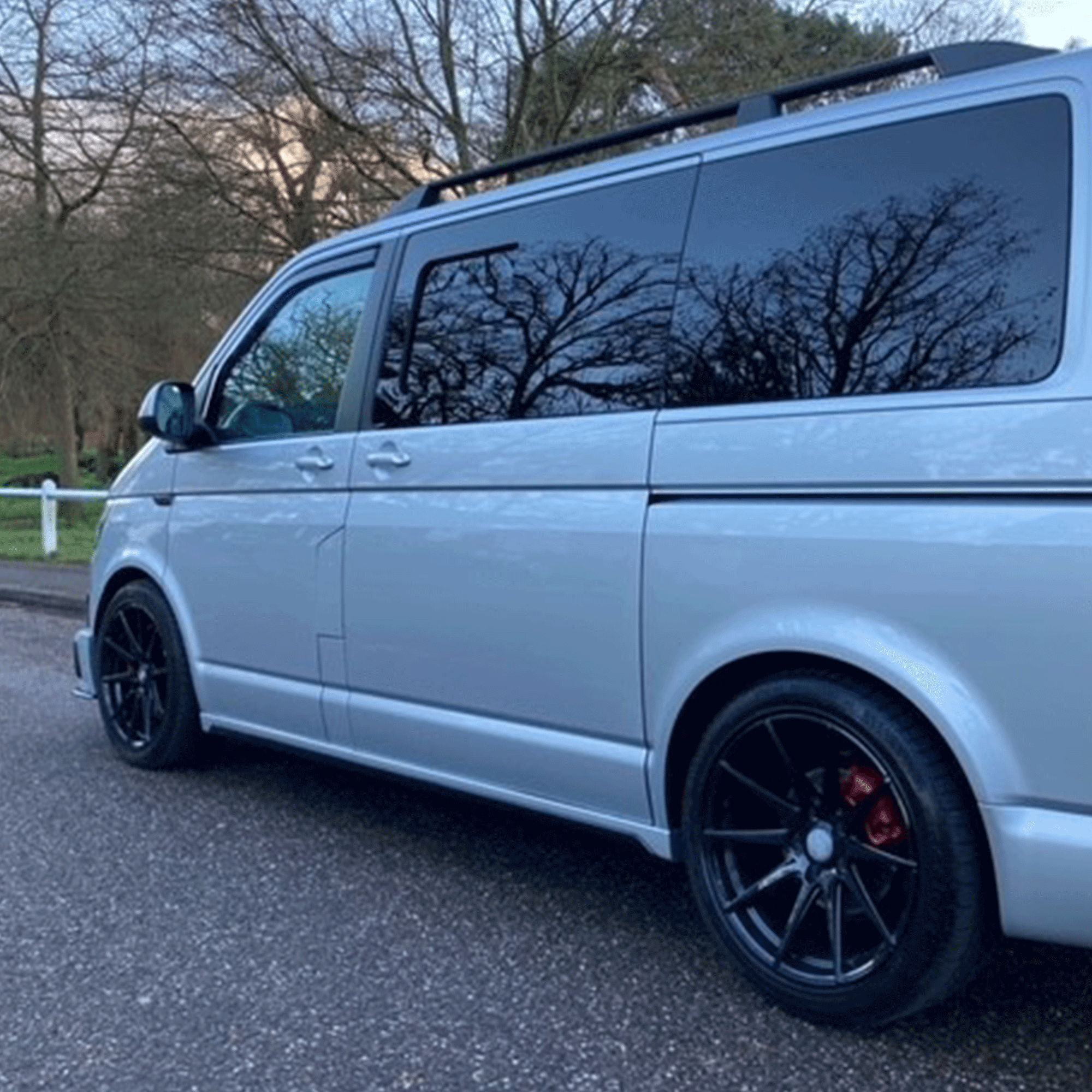 VW T6.1 Transporter SWB ABS Side Skirts Painted In Reflex Silver Paint ...